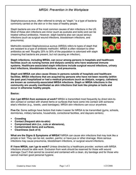 Mrsa Brochure Simple English For The Laymanpdf