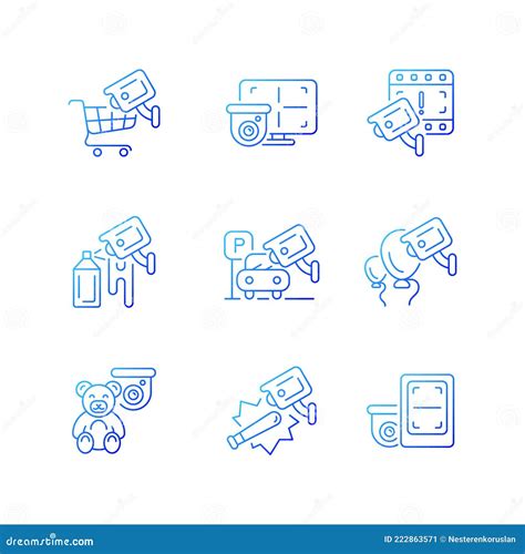 Securing Home And Business Gradient Linear Vector Icons Set Stock Vector Illustration Of