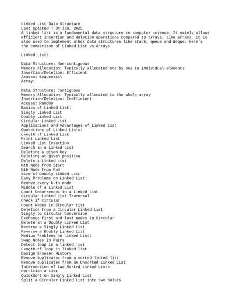 Linked List Data Structure Pdf Data Type Data Structure