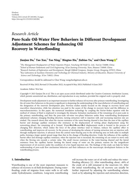 Pdf Pore Scale Oil Water Flow Behaviors In Different Development