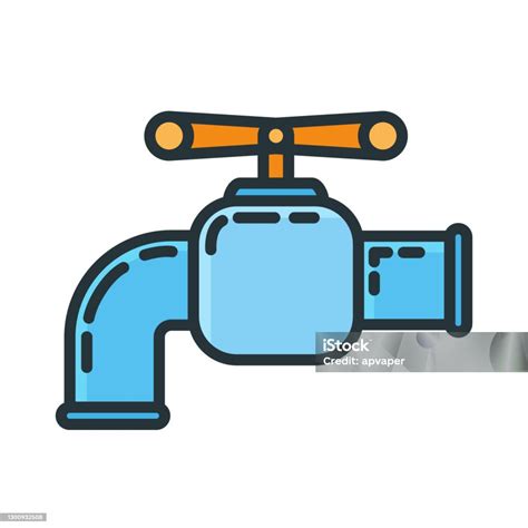 물 홈 탭 아이콘 수도꼭지 집 개조 개념 라인 평면 벡터 일러스트 흰색에 고립 파이프라인 크레인 밸브 가정 생활에 대한 스톡 벡터 아트 및 기타 이미지 Istock