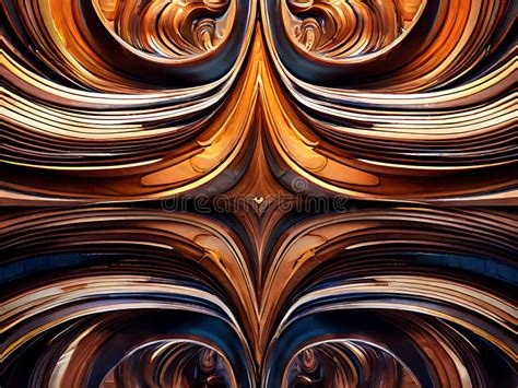 Abstract Digital Art With Swirling Patterns And Metallic Colors Stock Illustration