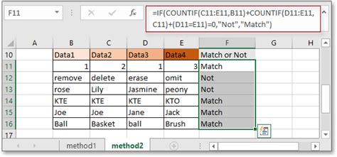 Compare Two Columns For Matches And Differences In Excel