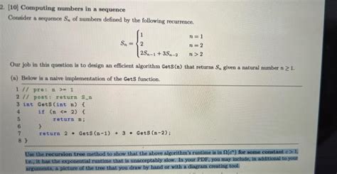 Solved 2 10 Computing Numbers In A Sequence Consider A