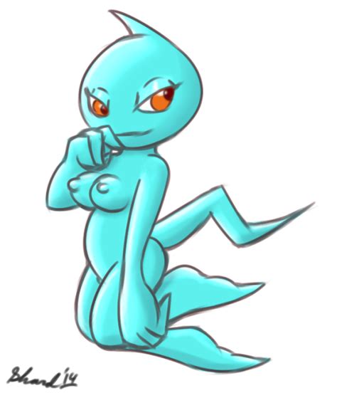 Rule 34 2014 Alien Blue Skin Cyan Wisp Female Kneeling No Humans Orange Eyes Shardshatter Solo