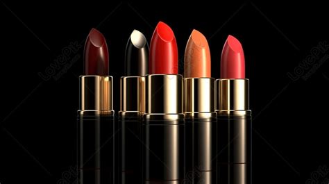 향상된 시각적 매력을 위해 세련된 검정색 배경에 립스틱 4개를 놀라운 3d로 렌더링 색상 배경 놀라 배경 시각적 배경 이미지 Hd 색상 놀라 시각적 배경 사진