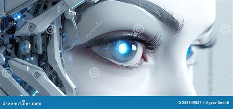 Woman Technology Eye Robotic Stock Illustration Illustration Of
