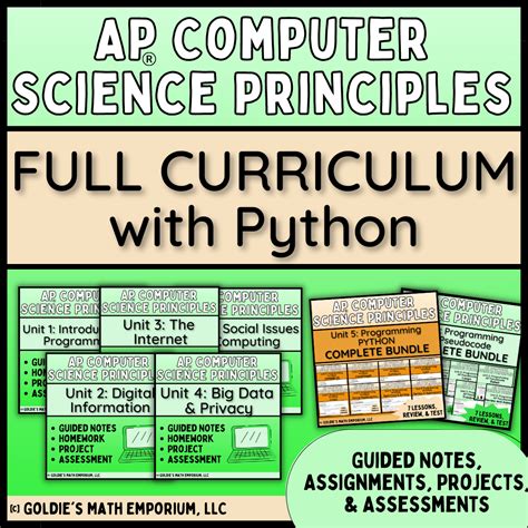 Goldies Full Curriculum For Ap® Computer Science Principles With Pyth