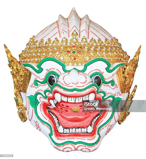 หน้ากากหนุมานในสไตล์ไทยคลาสสิกของเรื่องราวรามายณะ ภาพสต็อก ดาวน์โหลดรูปภาพตอนนี้ หน้ากาก