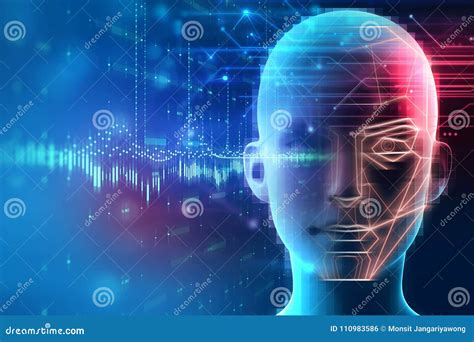 Face Detection Facial Recognition Technology Concept Tiny Characters
