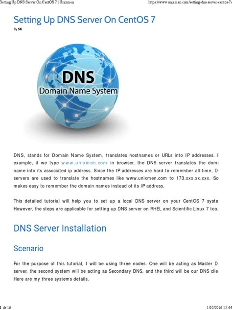 Setting Up Dns Server On Centos 7 Unixmen Pdf Communications Protocols Domain Name System