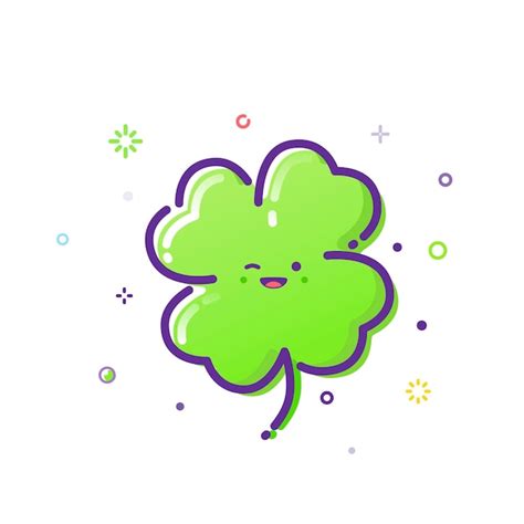Premium Vector Cute Illustration Of A Happy Clover Leaf Outline