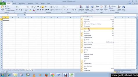 Microsoft Office Excel 2010 Customize The Status Bar Youtube