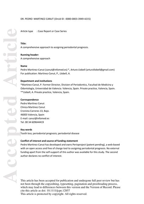 Pdf A Comprehensive Approach To Assigning Periodontal Prognosis