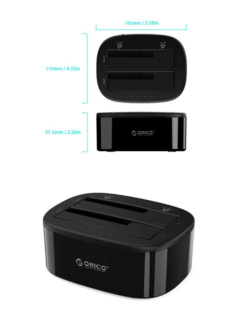 Buy Orico Dual Bay Hdd Ssd Dock And Cloner Usb Orico Us C Bk Pc Case Gear Australia