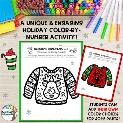 Algebra 2 Christmas Activity Factoring Trinomials Christmas Math High School