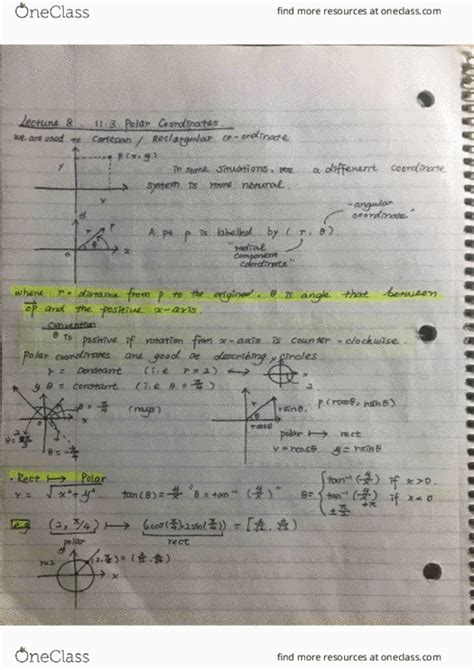 Class Notes For Math 20b At University Of California San Diego Ucsd