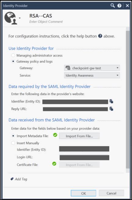 Check Point Gateway Identity Awareness Saml My Page Sso Configuration For Cloud Authentication