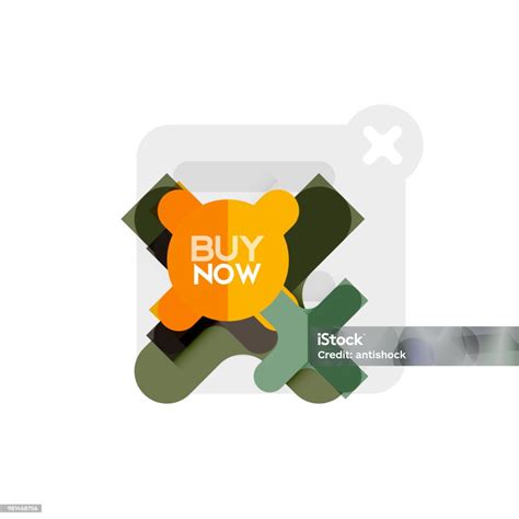 평면 디자인 크로스 모양 형상 스티커 아이콘 지금 구매와 종이 스타일 디자인 비즈니스 또는 웹 프레 젠 테이 션 애플 리 케이 션 또는 인터페이스 버튼에 대 한 샘플 텍스트