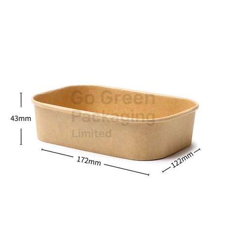 500ml Eco Friendly Rectangular Kraft Takeaway Food Containers Leakpr Go Green Packaging Limited