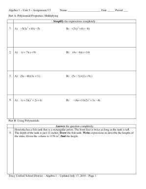 Fillable Online Algebra 1Unit 5Assignment 5 5 Fax Email Print PdfFiller