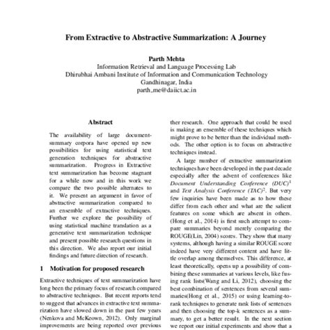 From Extractive To Abstractive Summarization A Journey Acl Anthology