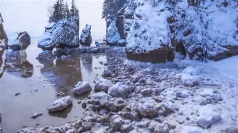 Hopewell Rocks Receding Tide In Winter Youtube
