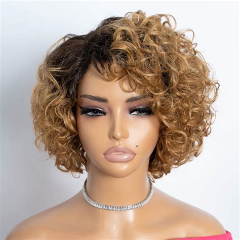 Rebecca Fashion Short Curly Human Hair Wigs For Black