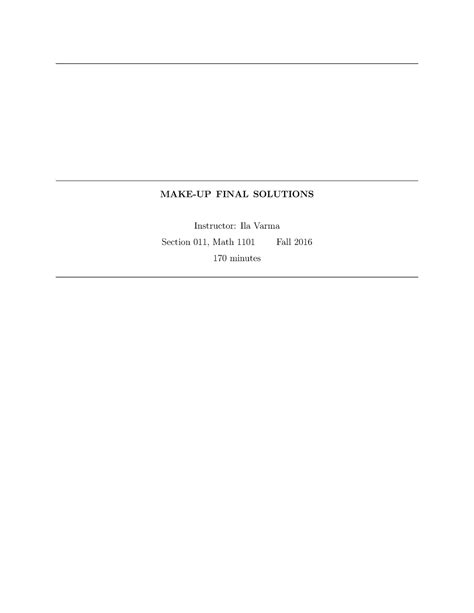 Intermediate Macro Economics W3213 Make Up Final Solutions Make Up Final Solutions