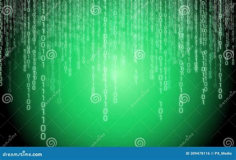 Green Binary Code Matrix Style Background Stock Illustration