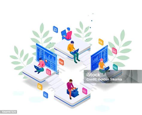 아이소메트릭 프로그래머 코딩 새로운 프로젝트입니다 웹 개발 및 프로그래밍 기술을 웹사이트에 대 한 php html css js 웹사이트에 대 한 엔지니어의 웹 배너 그림