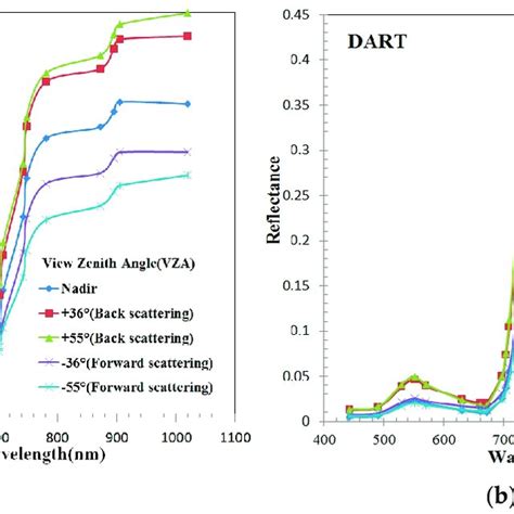 A Measured Chris Proba Reflectance Spectra B Simulated Dart Download Scientific Diagram