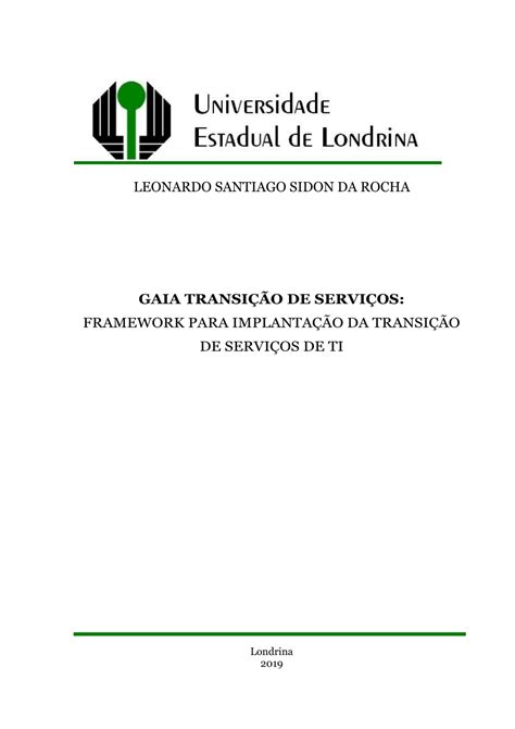 Pdf Service Transition Framework For Implantation Of It Service