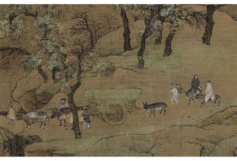 江山秋色图南宋赵伯驹青绿山水画横幅挂画高清复制临摹装饰画稿 虎窝淘