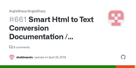 Smart Html To Text Conversion Documentation Examples · Issue 661 · Anglesharpanglesharp · Github