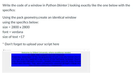 Solved Write The Code Of A Window In Python Tkinter