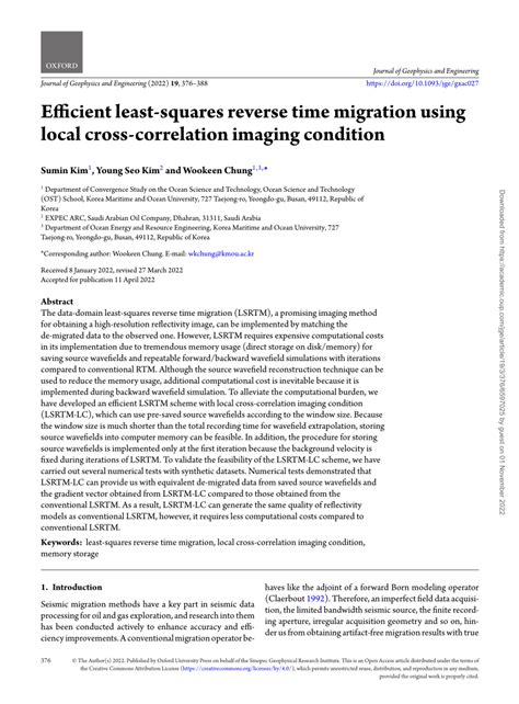 pdf efficient least squares reverse time migration using local cross