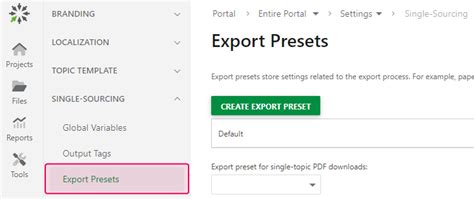 Create An Export Preset