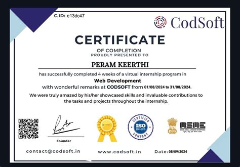 Peram Keerthi On Linkedin Webdevelopment Virtualinternship Codsoft