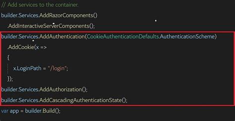 custom cookie authentication in blazor ssr interactive server for 8