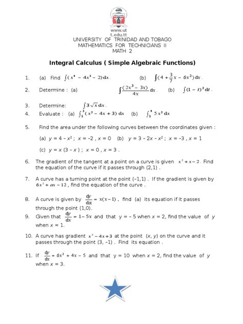 Integration 1 Simple Algebraic Functions 2 Pdf