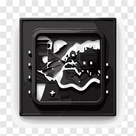 예술가가 섬의 종이 컷 실루엣을 만들었습니다 벡터 흰색 배경에 있는 인터페이스 맵의 단순한 검은색 아이콘 그림자 없음 작은 프레임 중앙 Png 일러스트 및 벡터 에