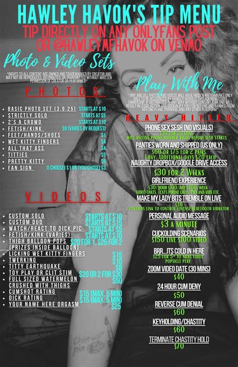Onlyfans Tip Menu Templates Free