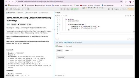 Minimum Length After Removing Substrings Easy Leetcode Youtube