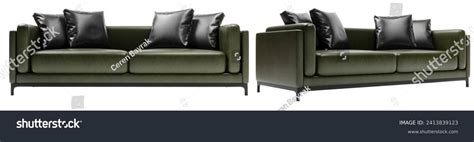 현대적이고 고급스러운 그린 가죽 소파 세트는 스톡 일러스트 2413839123 Shutterstock
