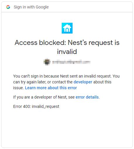 access blocked when trying to configure integration · issue 133 · imicknl ha nest protect · github