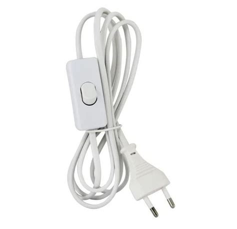 Сетевой шнур с вилкой и выключателем 1200Вт 6А 250В провод 2м кабель для бра подключения к