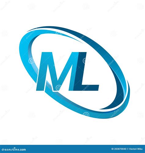 Letter Ml Logotype Design For Company Name Colored Blue Swoosh Vector
