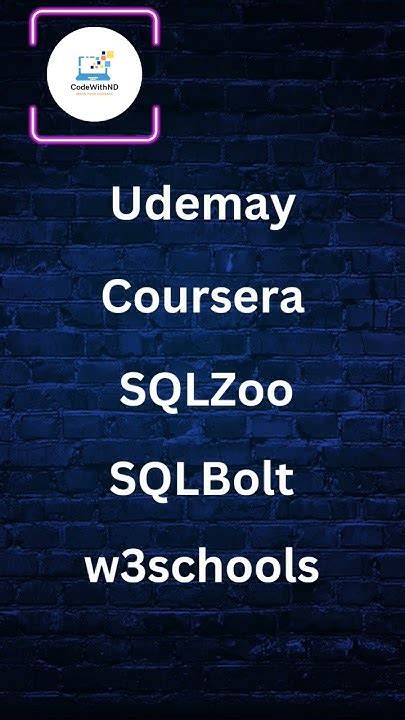Top 5 Best Sql Learn Websites For Bigginer Codewithnd Viral Shorts Short Youtube