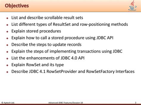 Objectives List And Describe Scrollable Result Sets Ppt Download